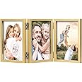 Amazon.com - 3 Picture Frame 5x7 Golden Triple Hinged MDF Wood with ...