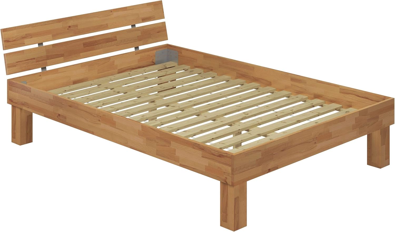 Très Stable lit Simple Extra Haut en hêtre Naturel 120x200 avec sommier ...