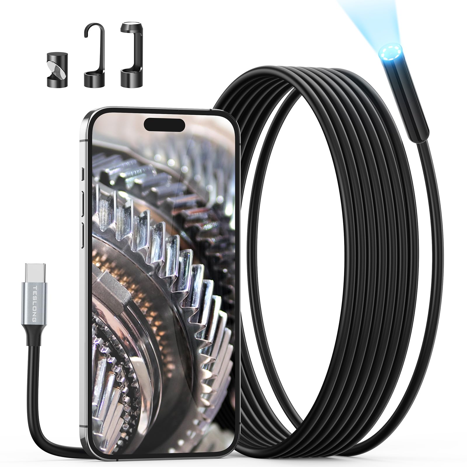 USB C Endoscope Camera with Light, Teslong Type-C Snake Borescope ...
