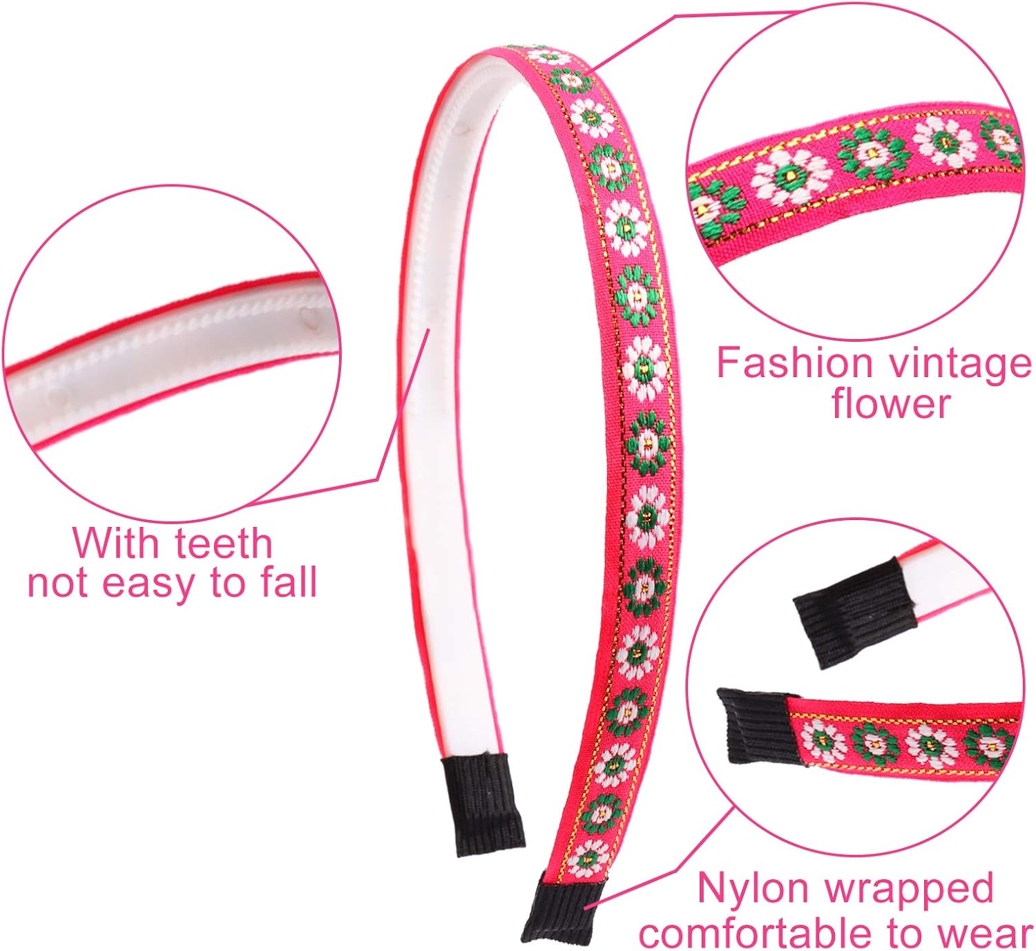Candygirl Headbands with Teeth Colourful Floral Alice Bands for Girls ...