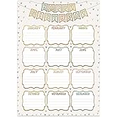 Amazon.com: Whaline Happy Birthday Chart Poster Pastel Boho Flower ...
