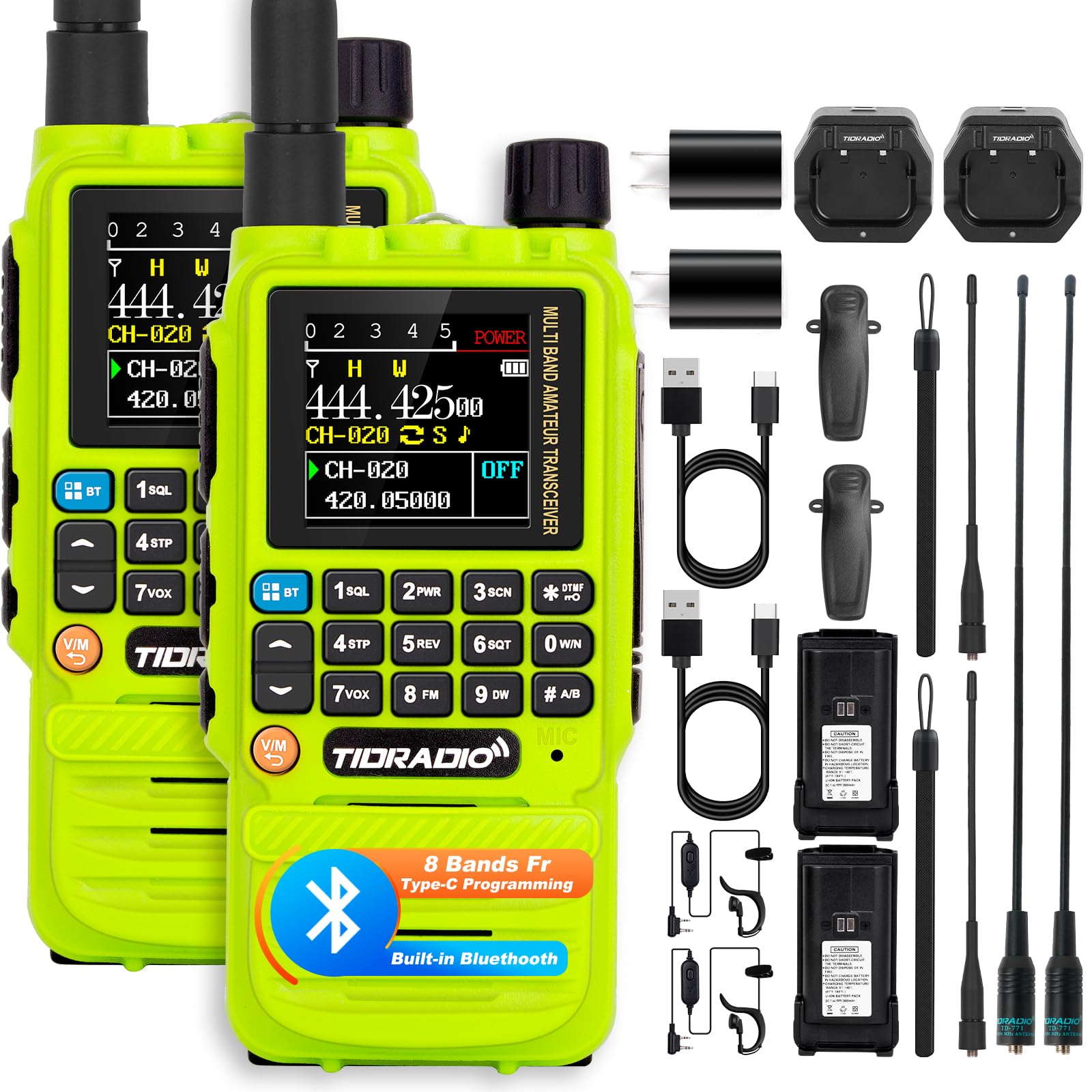 TIDRADIO TD-H3 Ham Radio Type C & Wireless Programming 8-Bands Long ...