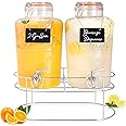 Amazon.com | Ilyapa 2 pack 2 Gallon Glass Beverage Dispenser with Stand- Wide Mouth Mason Jar ...