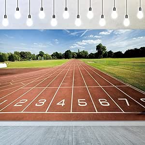 Amazon.com : YongFoto 7x5ft Running Track Backdrop Red Runway Green ...