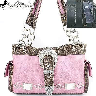 Amazon.com: Montana West Rhinestone Gemstone Studded Buckle Handbag ...