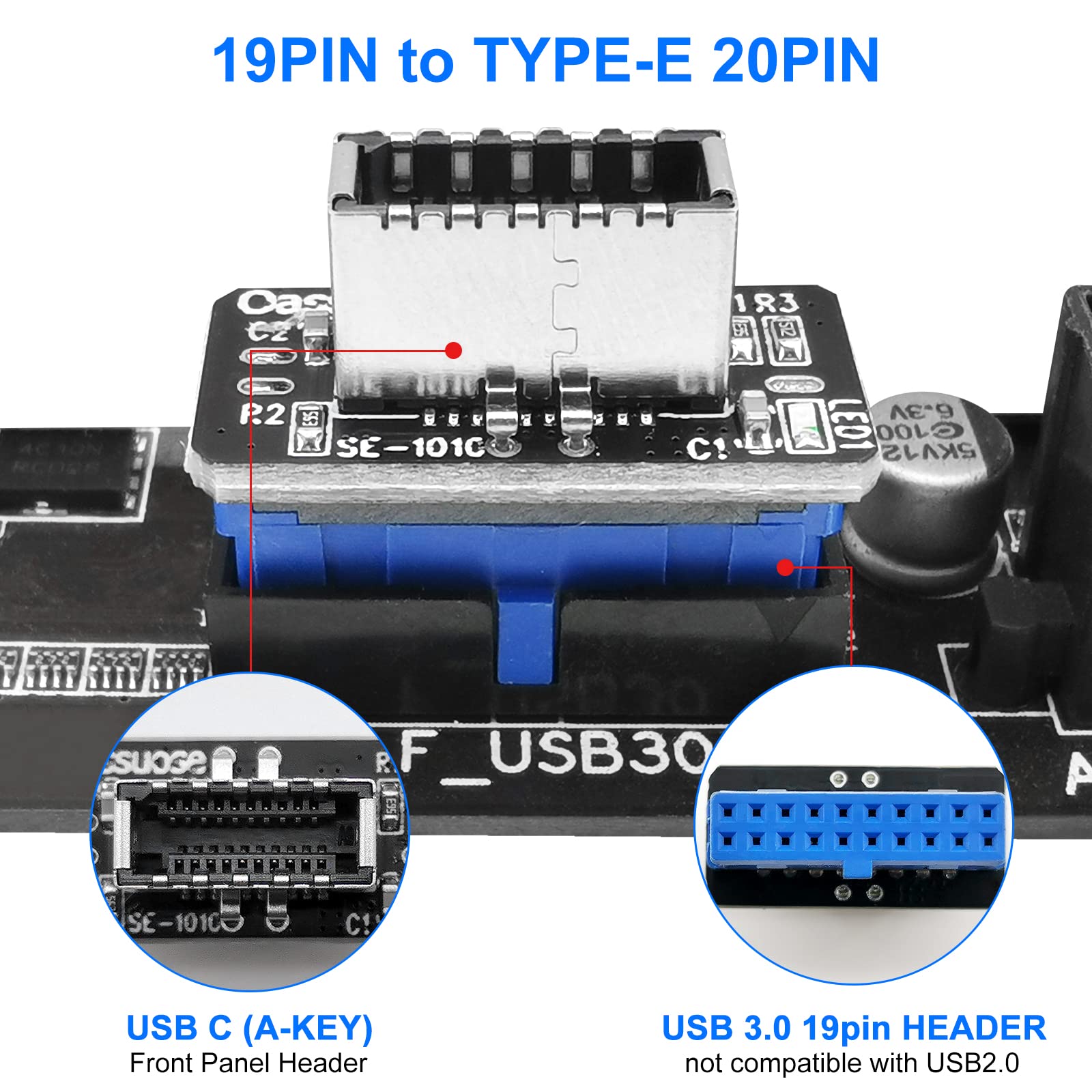 Mua Oassuose Mainboard USB 3.0 19PIN(3.1 Gen 2) to Type-C 3.1 Front ...