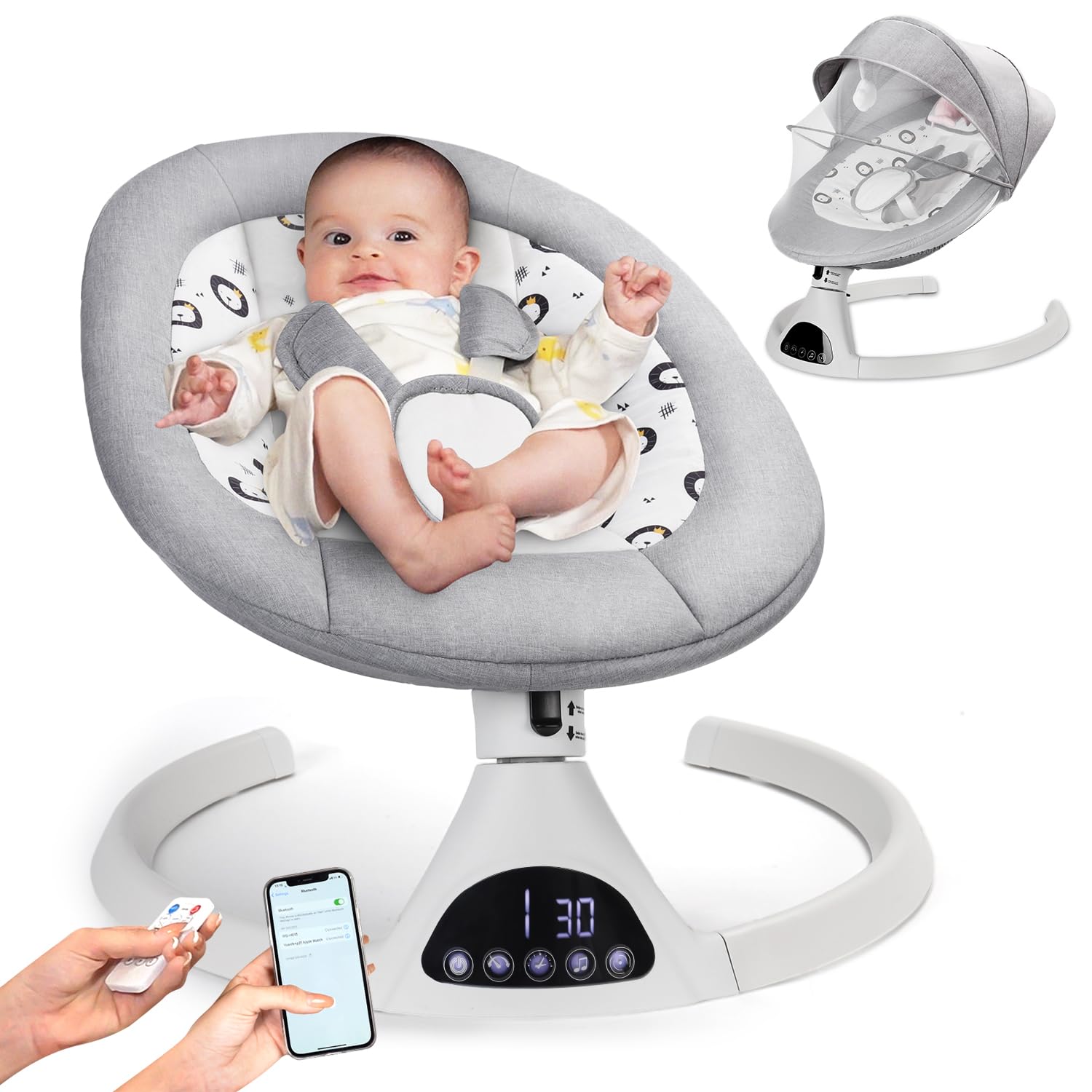 Electric Baby Swing for Infants to Toddler Portable Babies Swing Timing ...