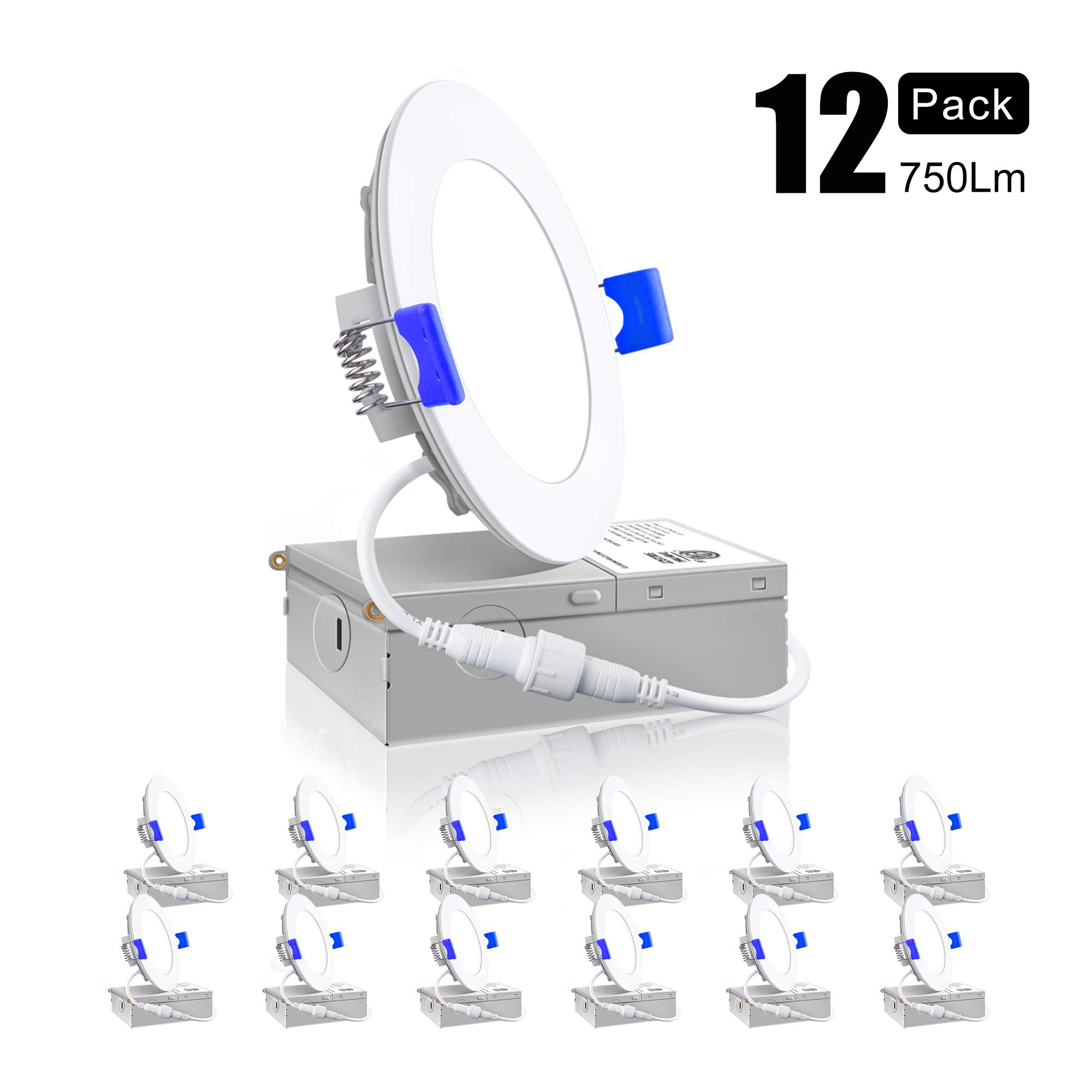 Ensenior 12 Pack 4 Inch Ultra-Thin LED Recessed Ceiling Light with ...