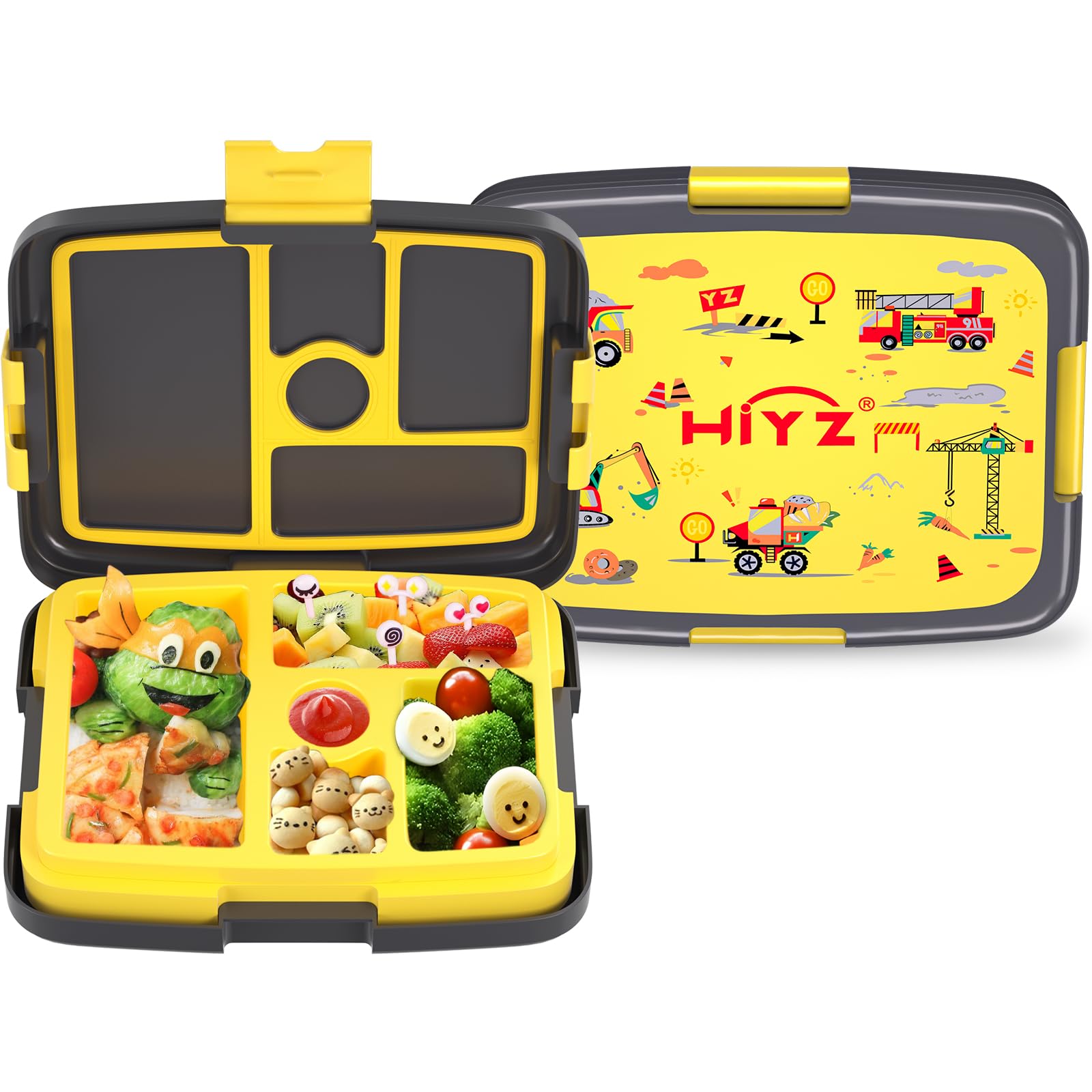 HiYZ Bento Box for Kids, Kids Lunch Box with 5-Compartment, Kids Bento ...