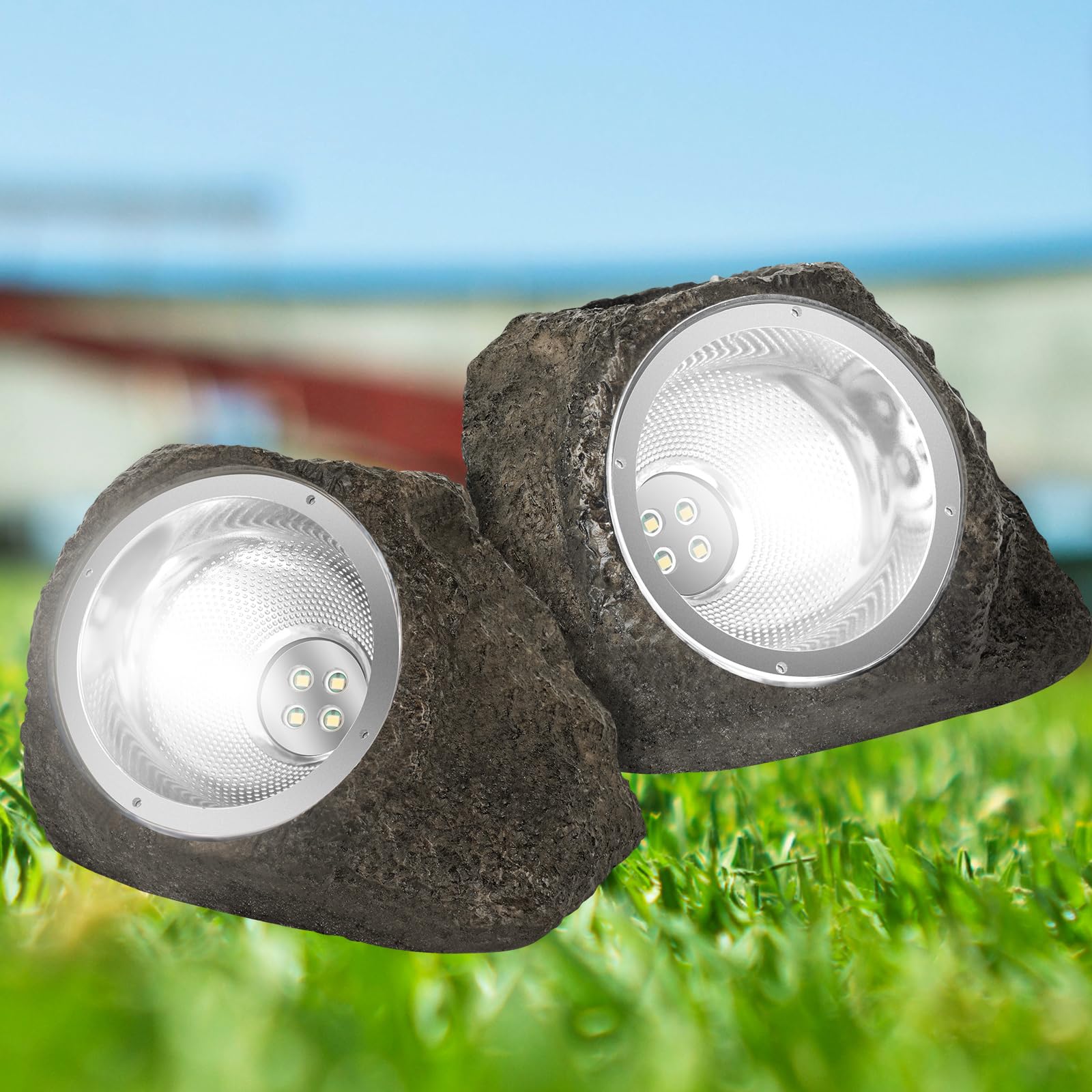 Sunlar Solar Rock Lights 2 Pack, Outdoor LED Colored Garden Solar ...