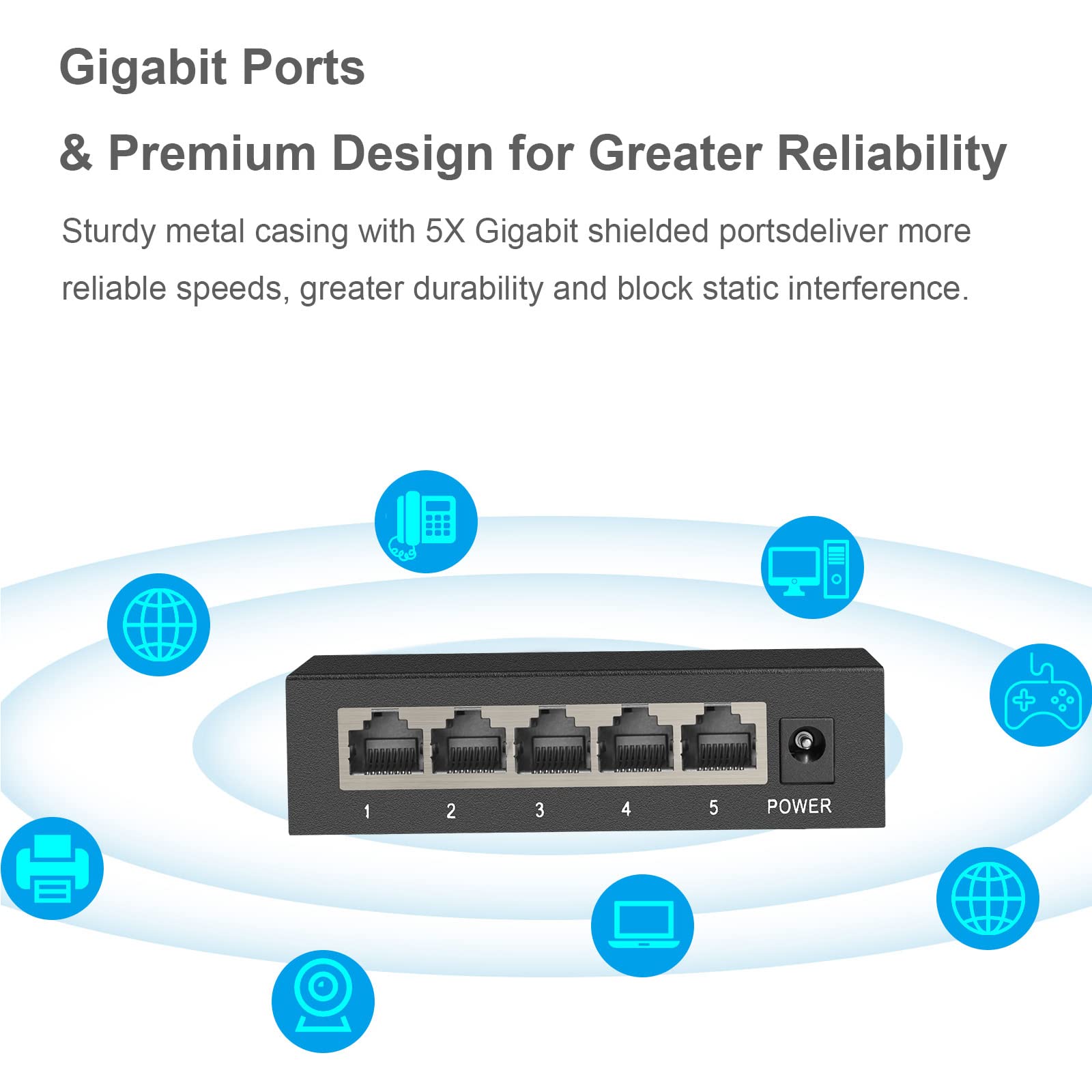 Mua 5 Ports Gigabit Network Switch, Supported Desktop or Wall Mount ...