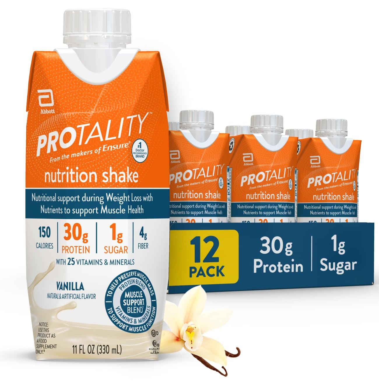 PROTALITY Vanilla Nutrition Shake | 30g Protein, 1g Sugar | Nutrition ...