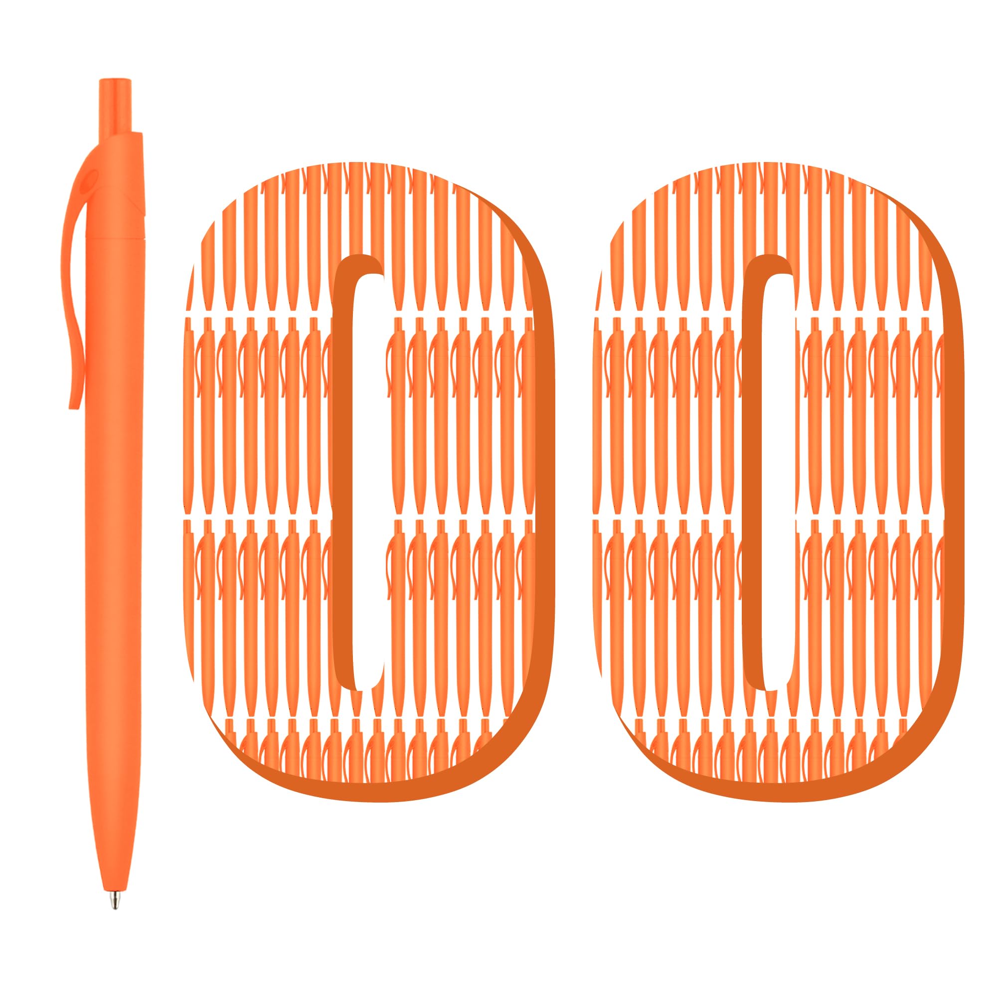 deegtran Pens Bulk, 100 Pack No Bleed Orange Barrel Click Pens ...