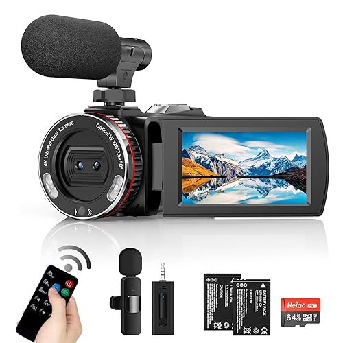 Weochi Video Camera Camcorder 4K 64MP 60FPS Dual Lens Camera with ...
