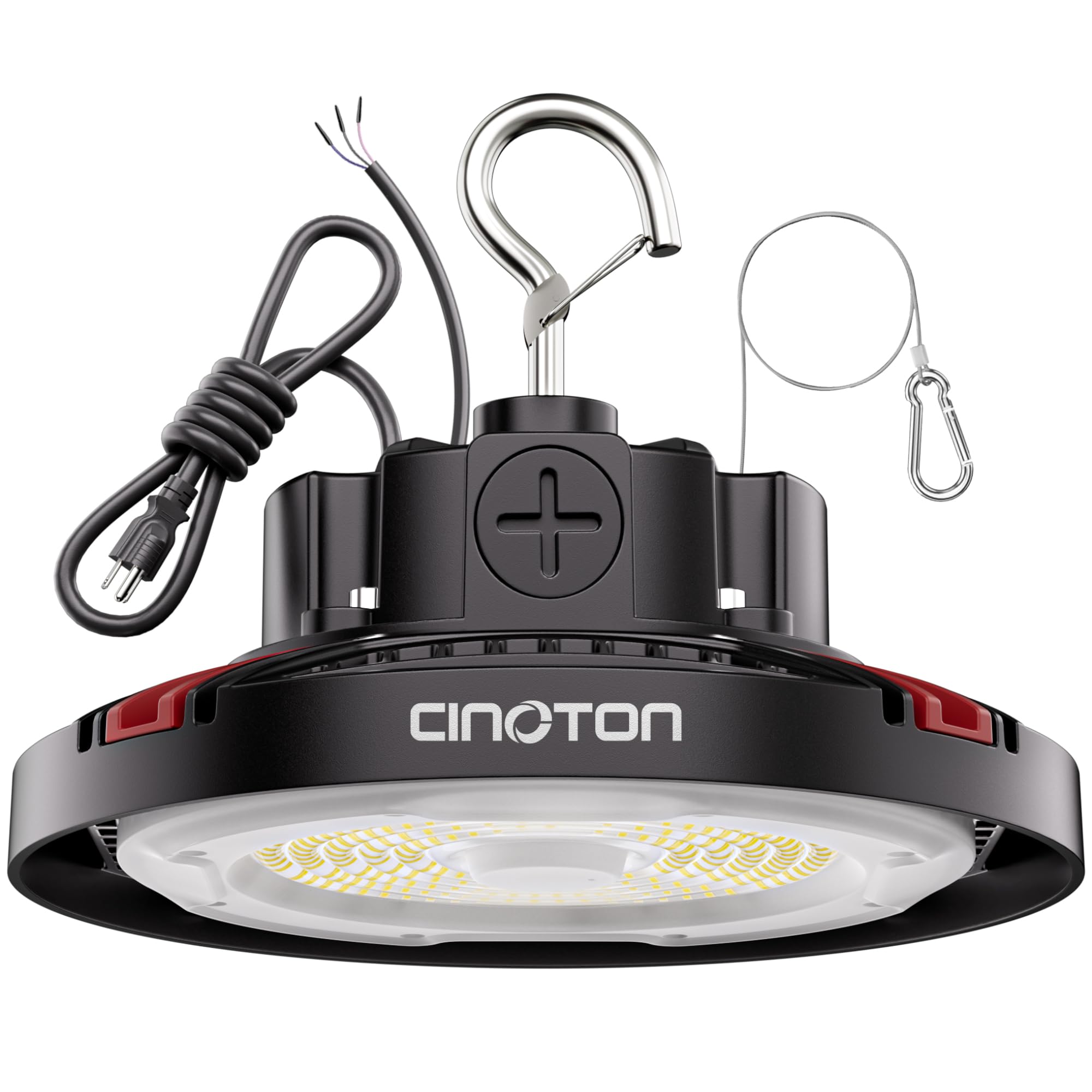 CINOTON UFO LED High Bay Light, 160W/120W/80W Switchable, AC100-277V LED Shop Lights with US ...