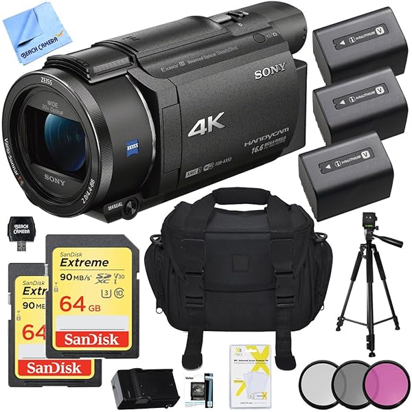 Sony FDR-AX53/B 4K Handycam Camcorder Deluxe Bundle includes Handycam ...