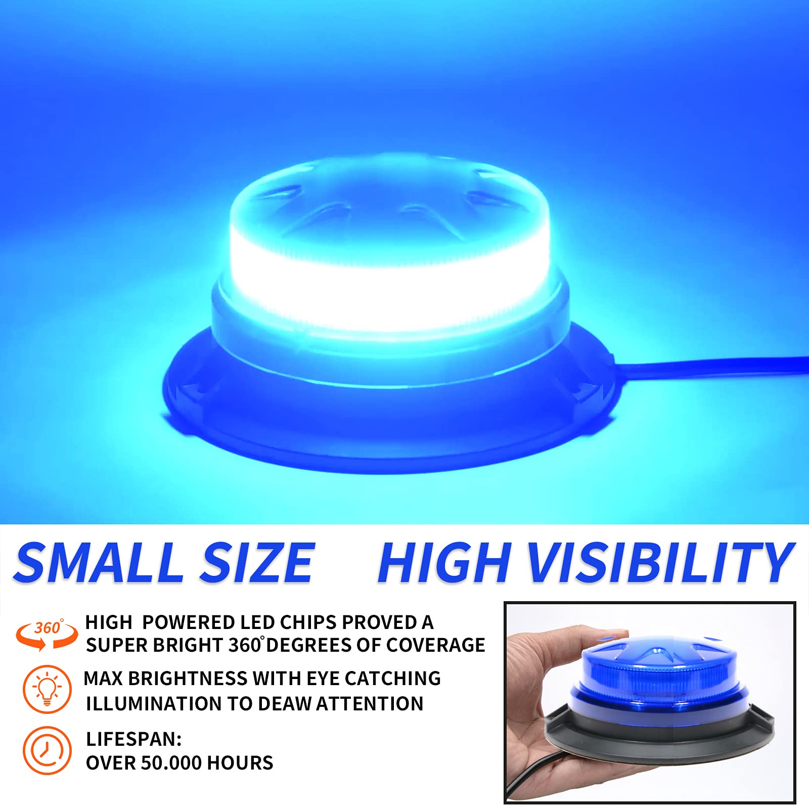 Mua AUXMOTEC Blue Led Emergency Strobe Beacon Lights Bar with Magnetic ...