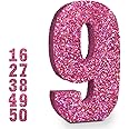 Amazon.com : Eploger 10 Inch Pink Glitter Number Sign 9 Birthday ...