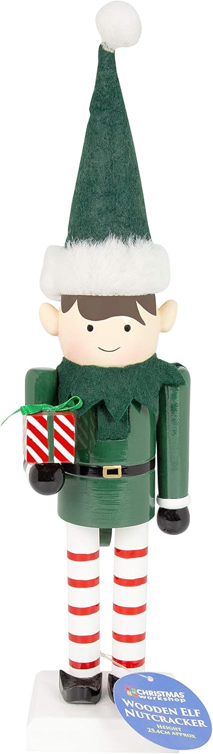 The Christmas Workshop Elf Nutcracker, Green, 32cm High x 7cm Wide x ...