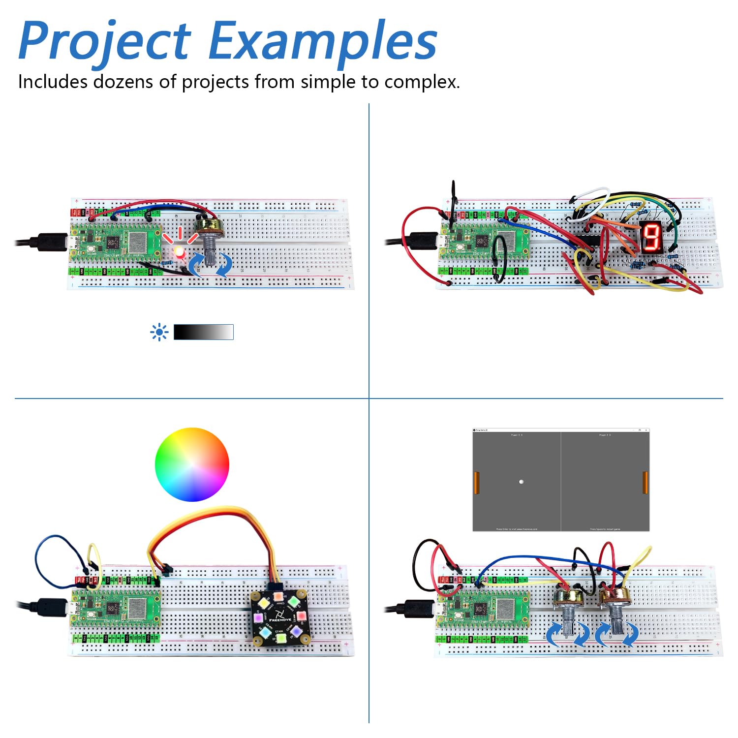 Freenove Super Starter Kit For Raspberry Pi Pico W (Included), Dual ...