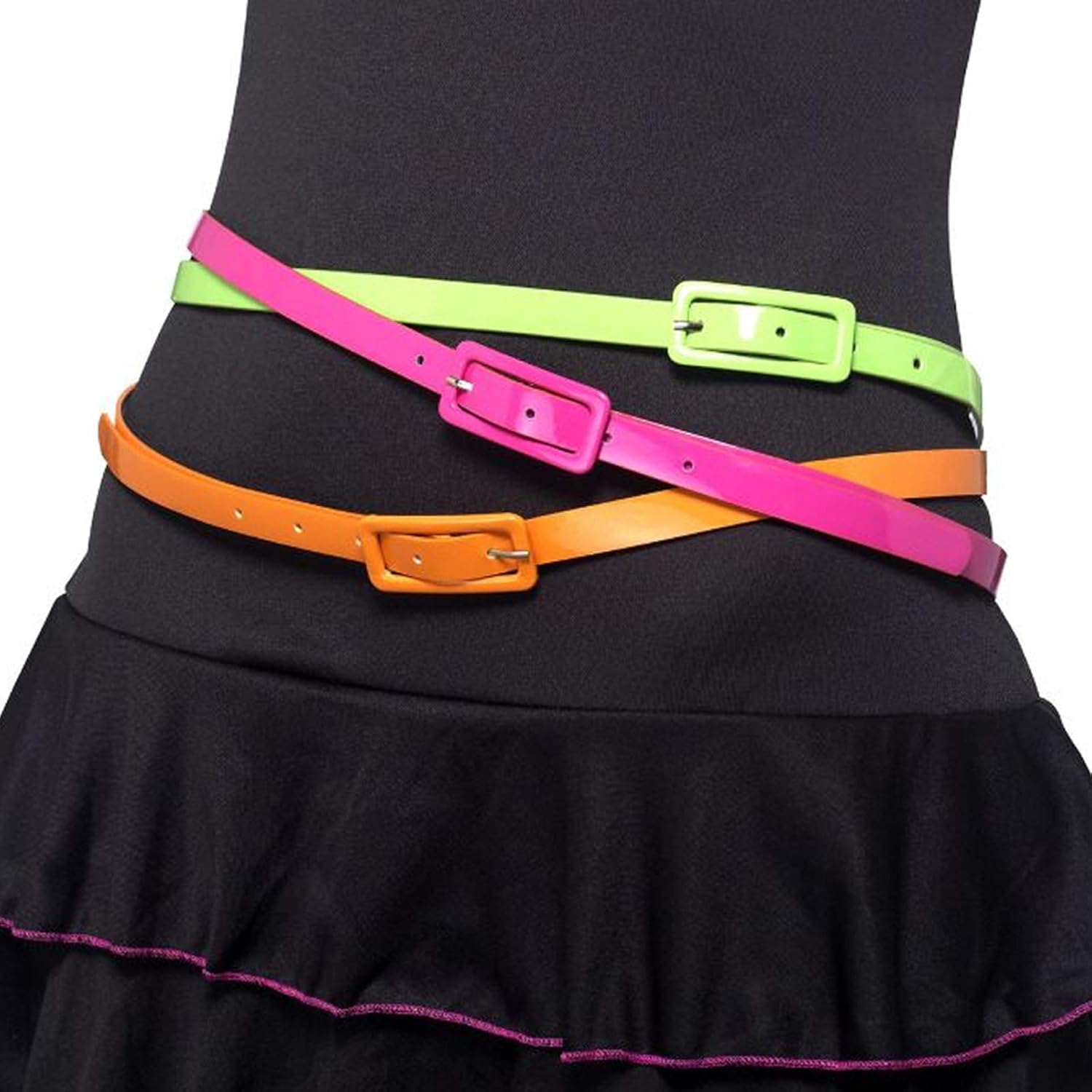 Fancy Dress VIP 80's Style Neon Belts set of 3 PCS: Amazon.co.uk: Toys ...