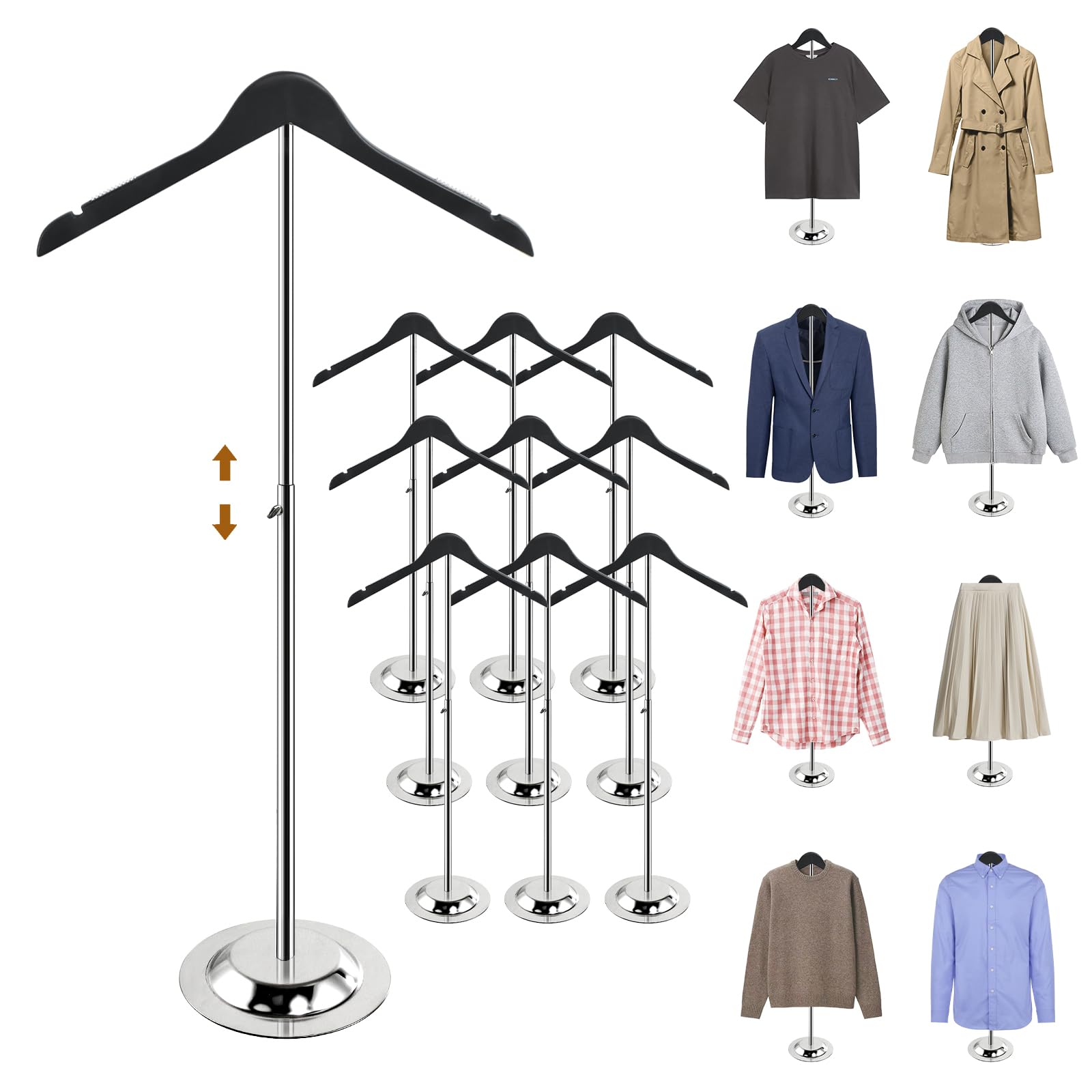 Adjustable Shirt Display Stand 10 Pcs, 20-35 Inch Height Tshirt Display ...