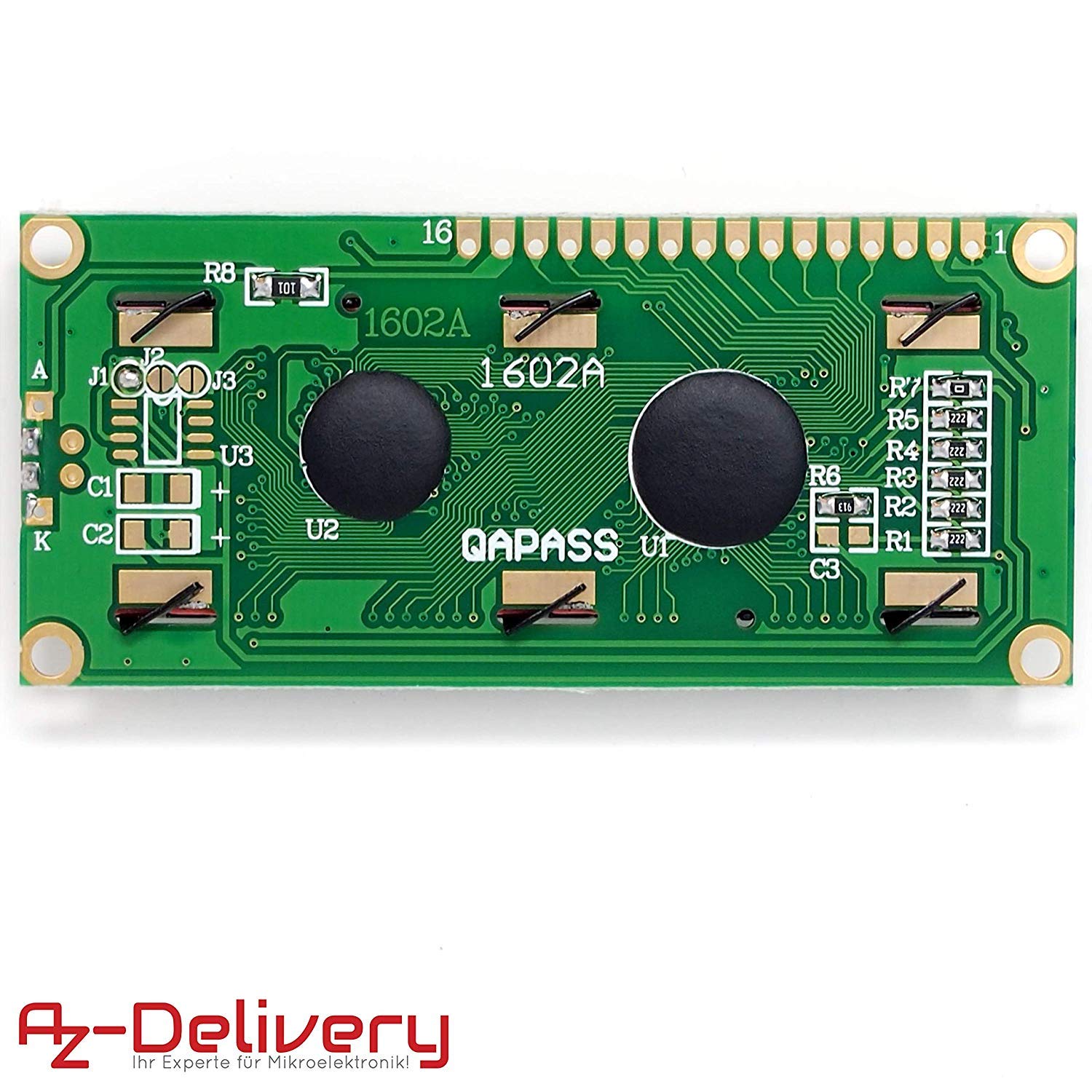 AZDelivery HD44780 1602 16×2 Serial LCD Black Character Green Backlight ...