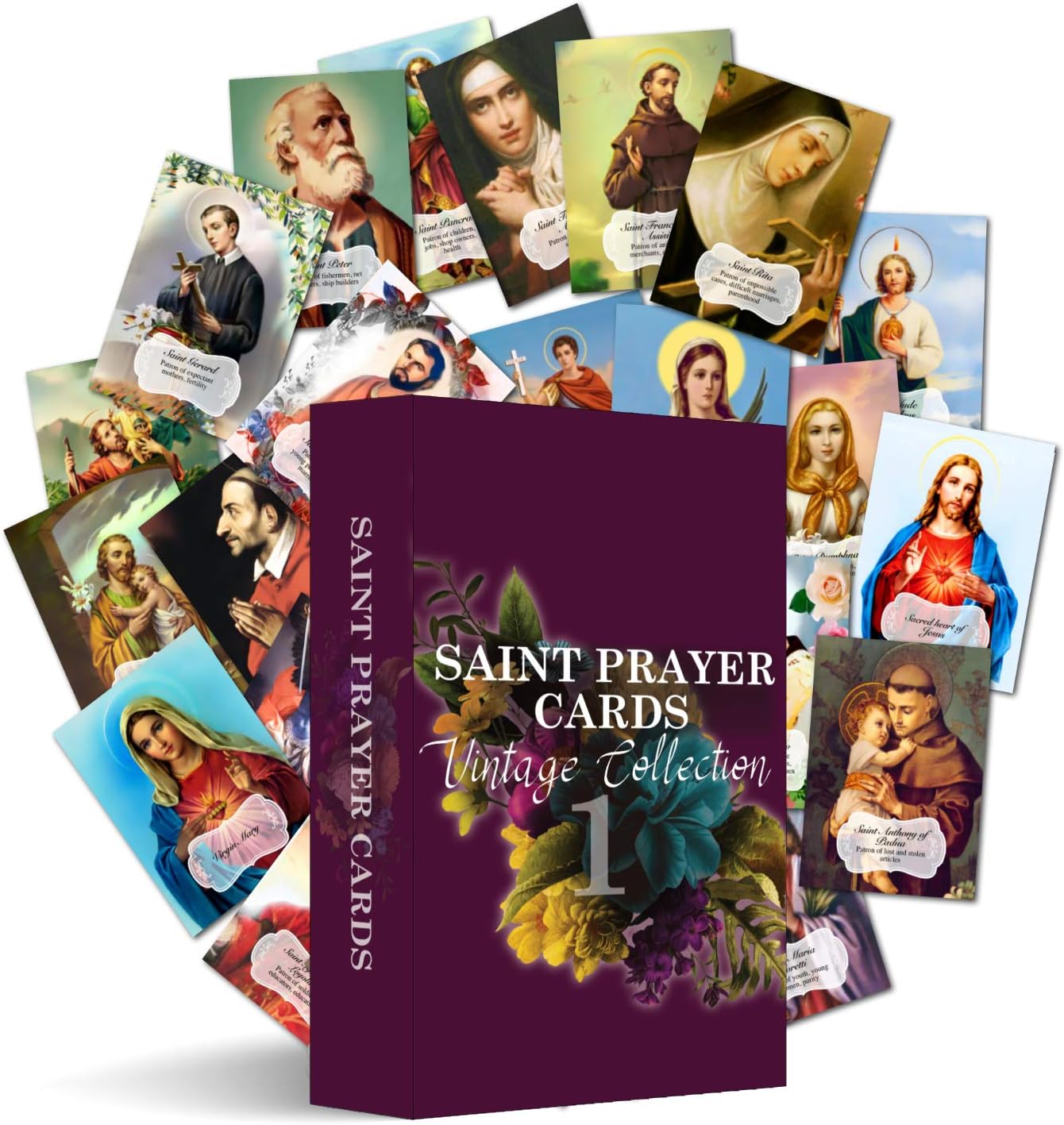 Amazon.com : 54 Assorted Catholic Saints Prayer Holy Cards: 2 Sets of ...