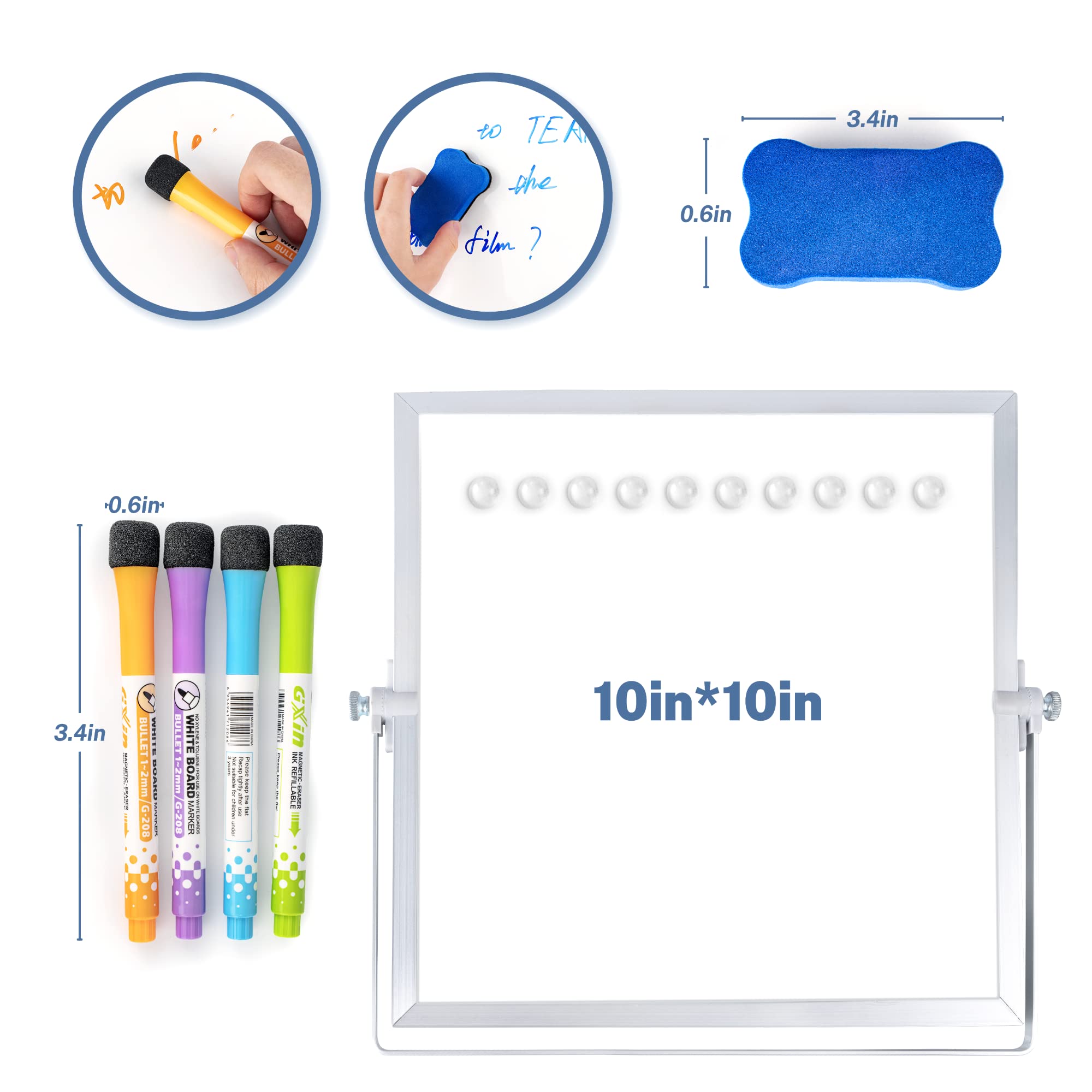 Mua UNEEDE Small Dry Erase Board, 10" x 10" White Board with Stand ...