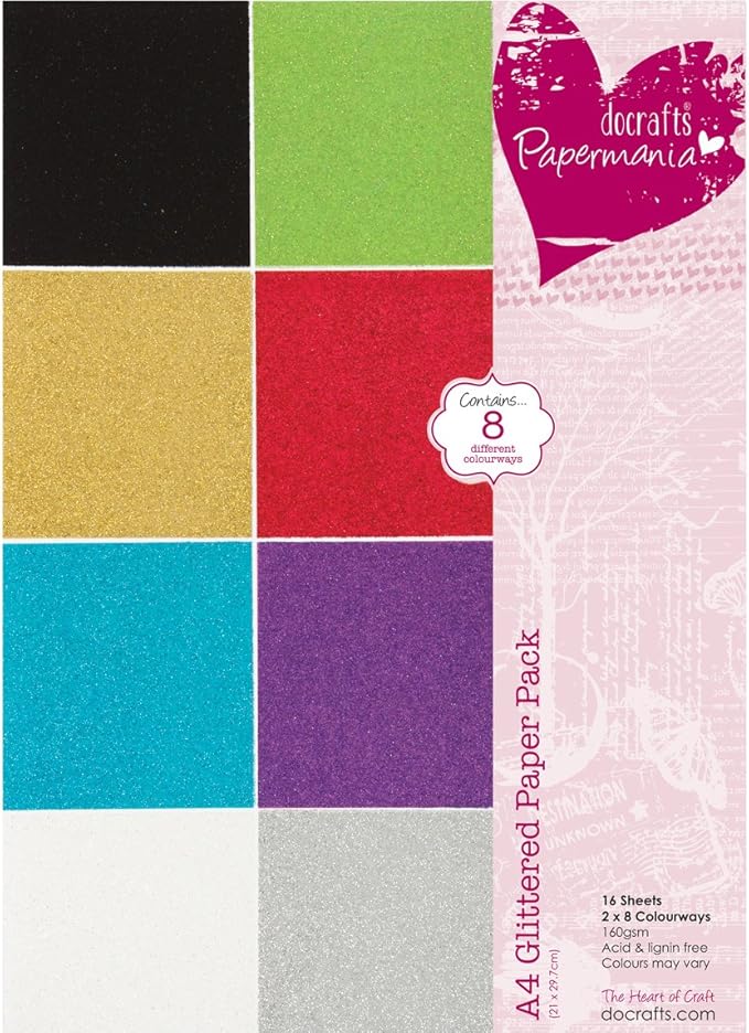 Papermania A4 Glittered Paper, Pack of 16: Amazon.co.uk: Office Products