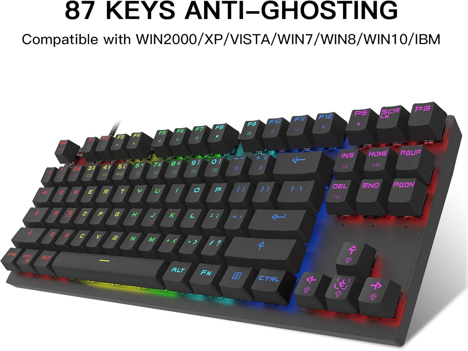 Motospeed Professional Gaming Mechanical Keyboard RGB Rainbow Backlit ...