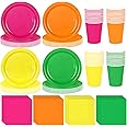 Amazon.com: Whaline 244Pcs Neon Tableware Set Serves 48 Bright Color ...
