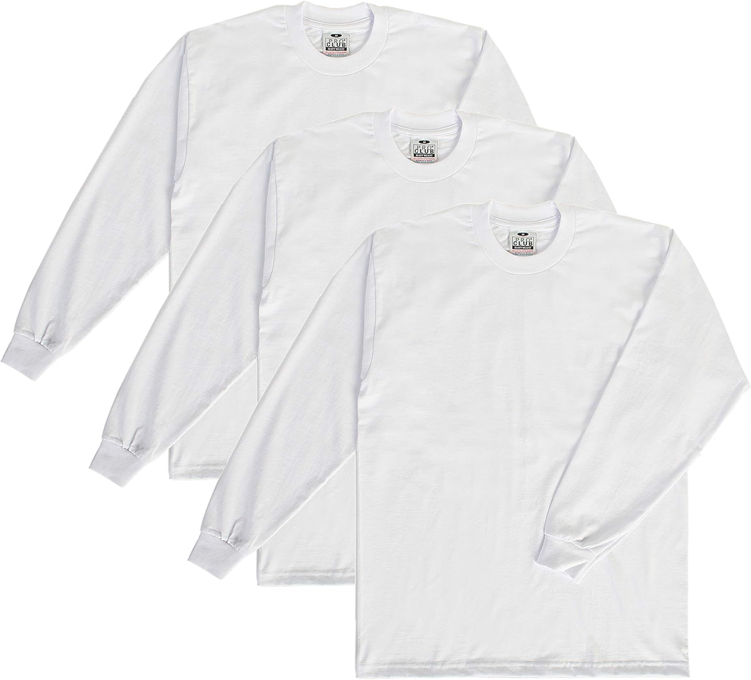 Amazon.com: Pro Club Men's 3-Pack Heavyweight Cotton Long Sleeve Crew ...