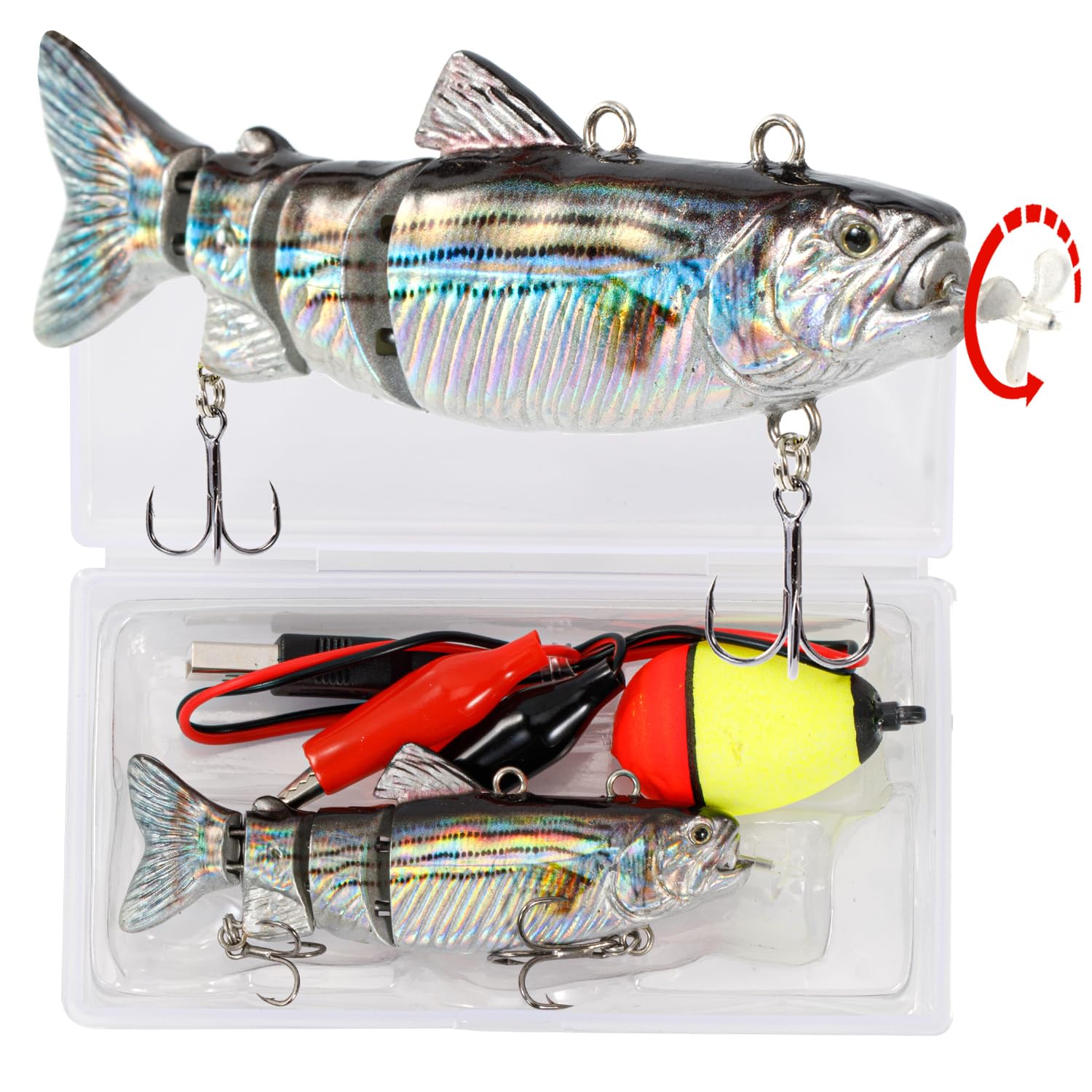 Robotic Swimming Fishing Bait Electric Lures 3.5" USB Rechargeable LED ...
