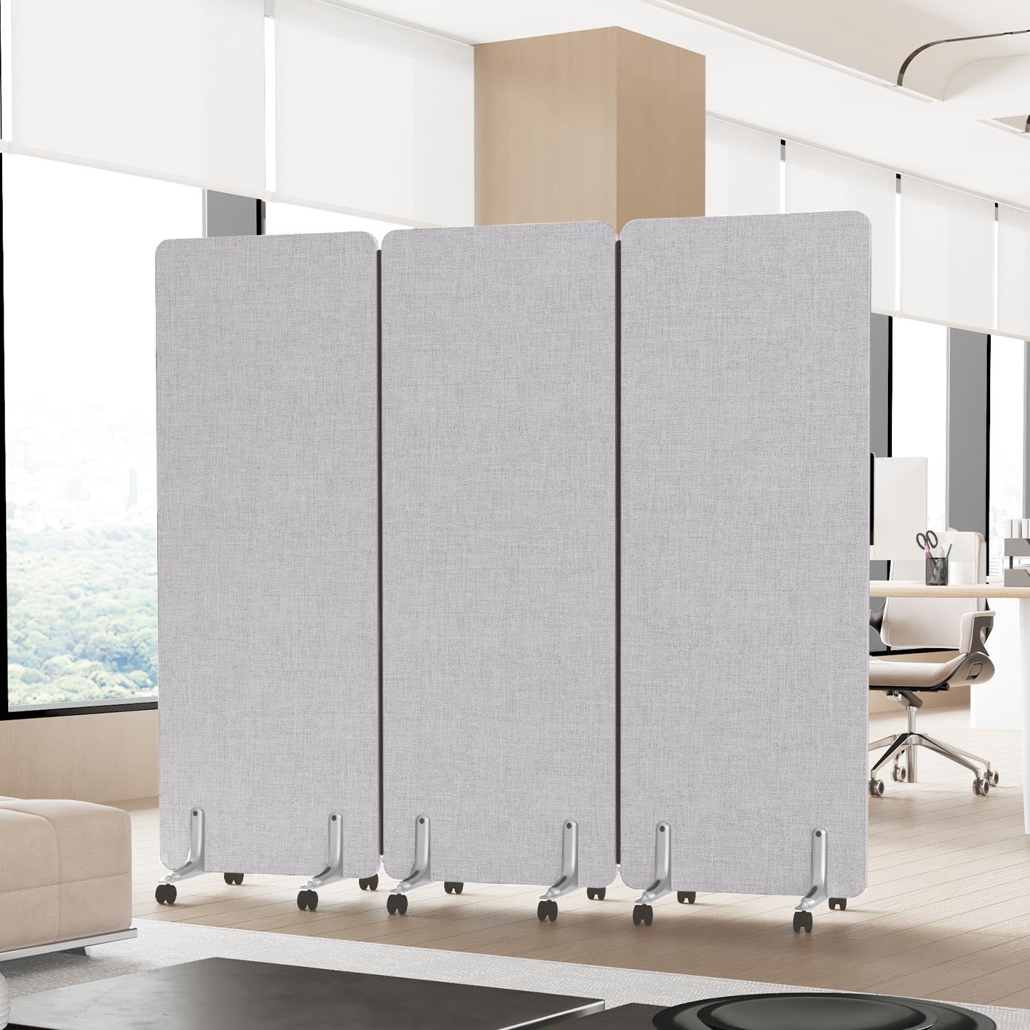 MORDEER 70.8" W x 63" H Freestanding Partition Room Dividers, Acoustic ...