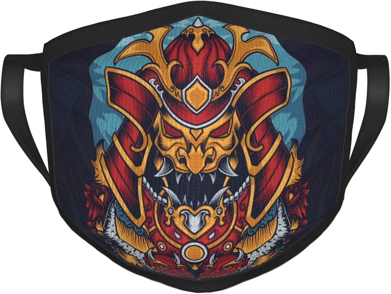 Reusable Face Mask Cool Red Samurai Washable Adult Black Border Masks ...