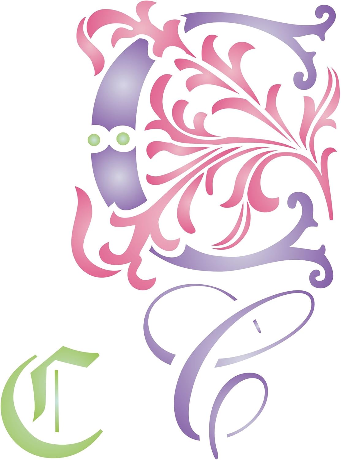 Letter Stencil (C) – Reusable Large Decorative Fancy Initial Monogram ...