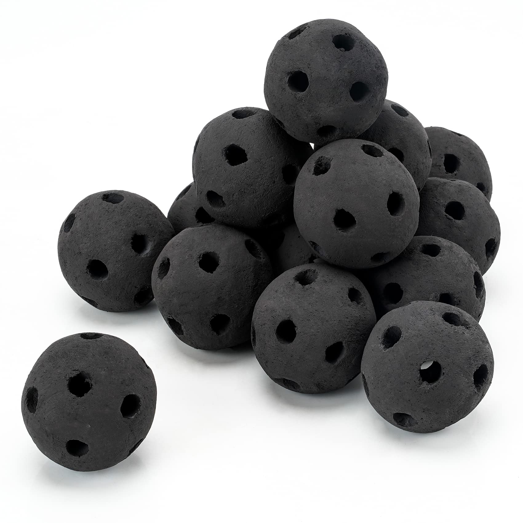 Skyflame Hollow Ceramic Fire Balls, Set of 15 Round Fire Stones Set for ...