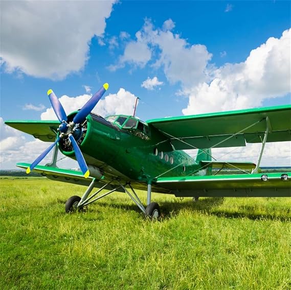 YongFoto 2x2m Vinyle Toile de Fond Vieux Avion Vert Avion sur Les ...