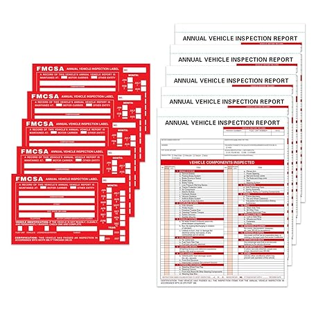 Mua Annual Vehicle Inspection Report Forms 5 Pack with Red FMCSA Labels ...