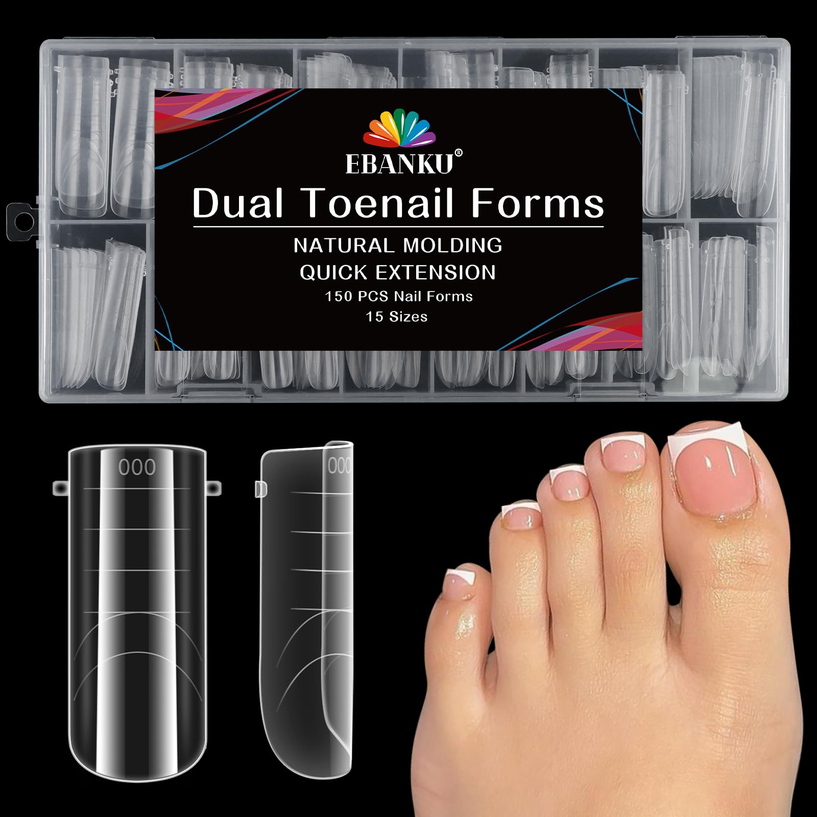 Poly Gel Toe Nail Form Set, EBANKU Reusable Toenails Dual Forms for ...
