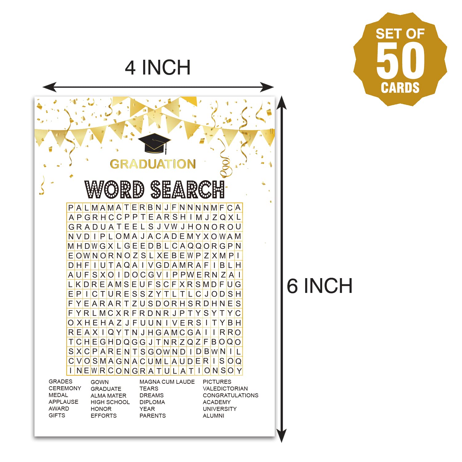 50 Graduation Party Game Cards-Grad Party Supplies Decorations ...