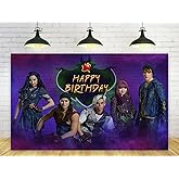 Amazon.com : Purple Descendants Backdrop for Birthday Party Decorations ...