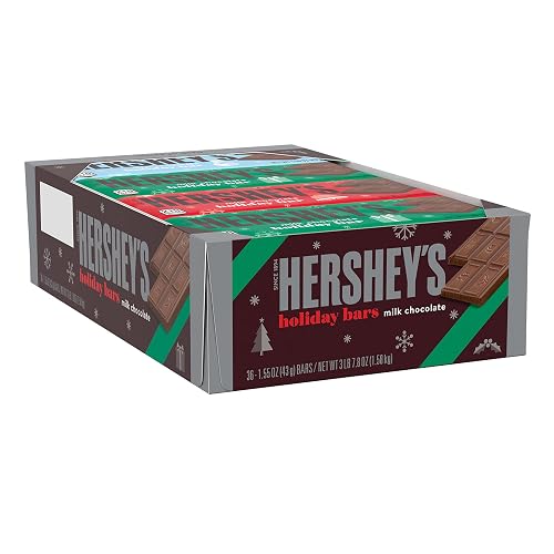 HERSHEY'S Milk Chocolate Holiday Candy, Bulk, Christmas, 1.55 oz Bars ...