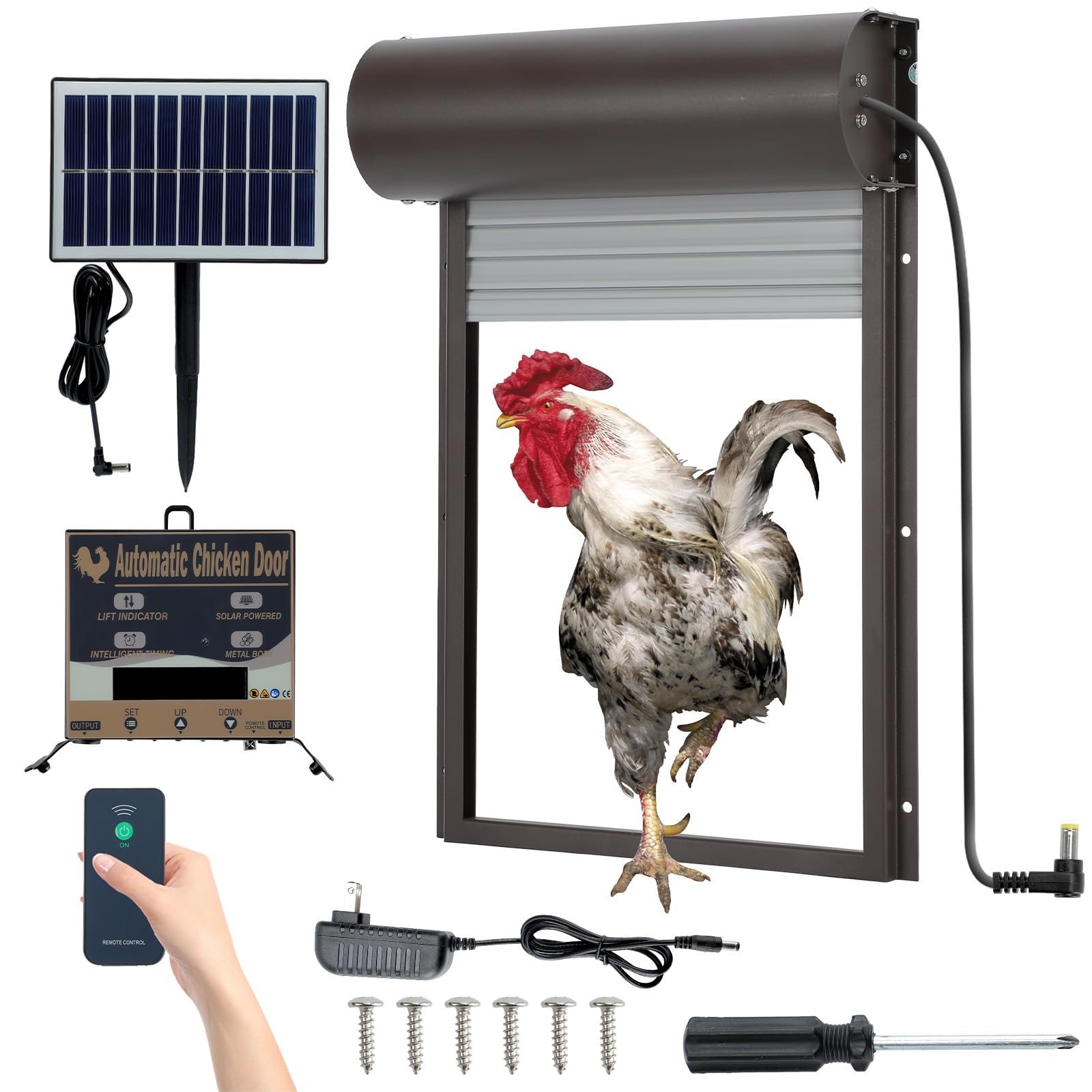 Automatic Chicken Coop Door Solar Powered,Opener with Timer & Light ...