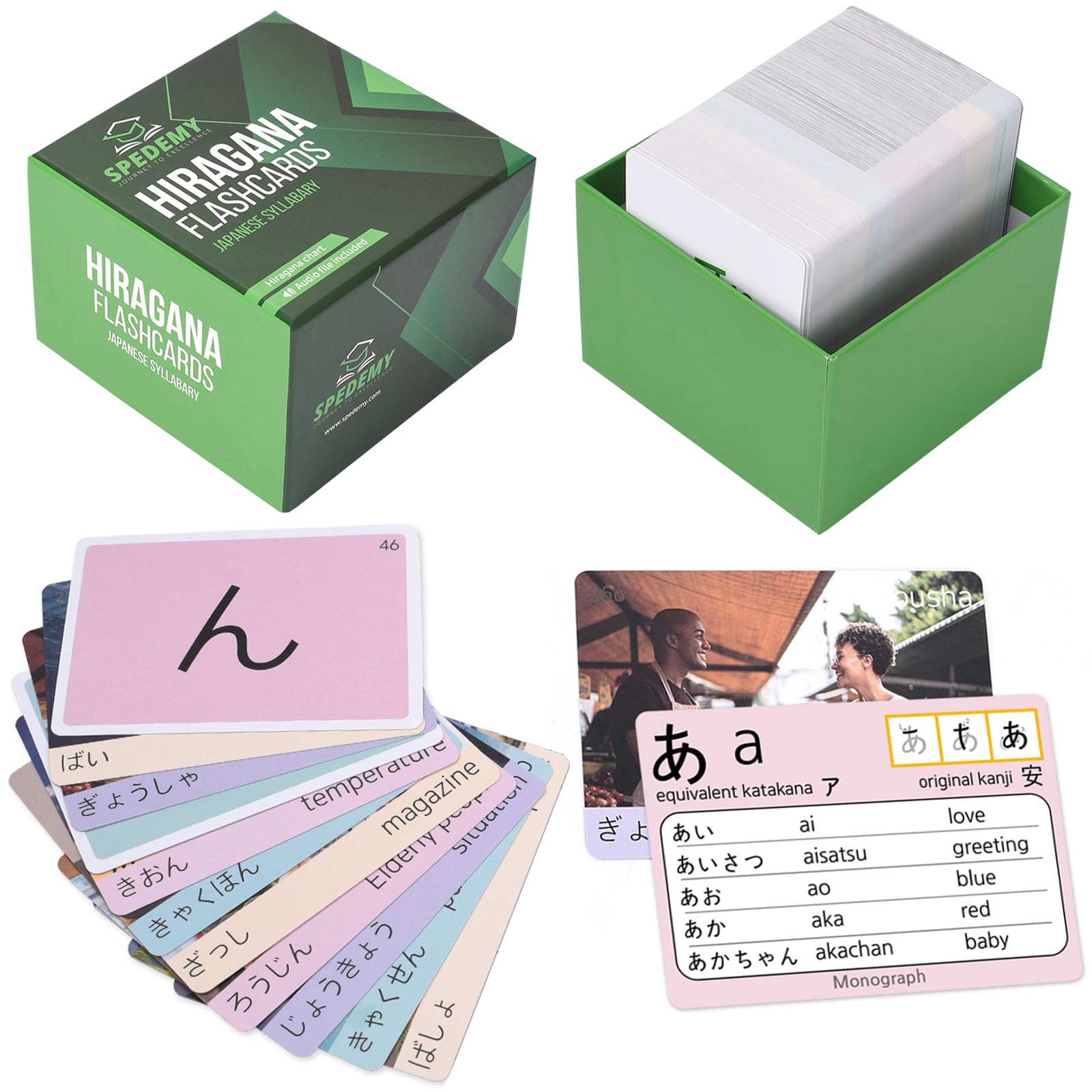 Mua Spedemy Hiragana Flash Cards - 266 Japanese Vocabulary Flashcards ...
