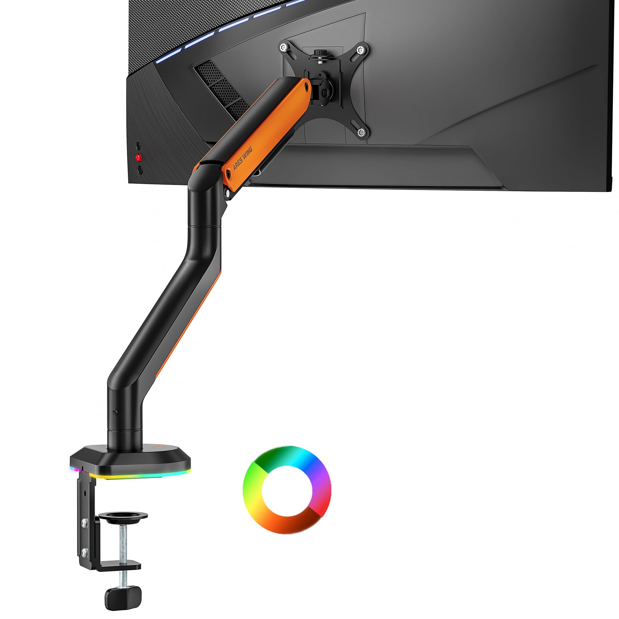 ARES WING Single Monitor Mount with RGB, Monitor Arm Desk Mount for 17 ...