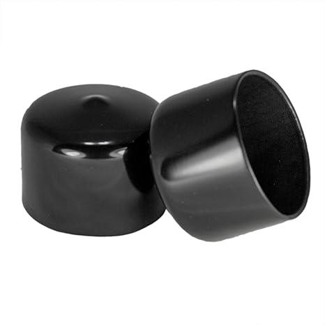 8 Pack - 1 1/2" Black Flexible Vinyl Round Pipe End Cap Cover Rubber ...