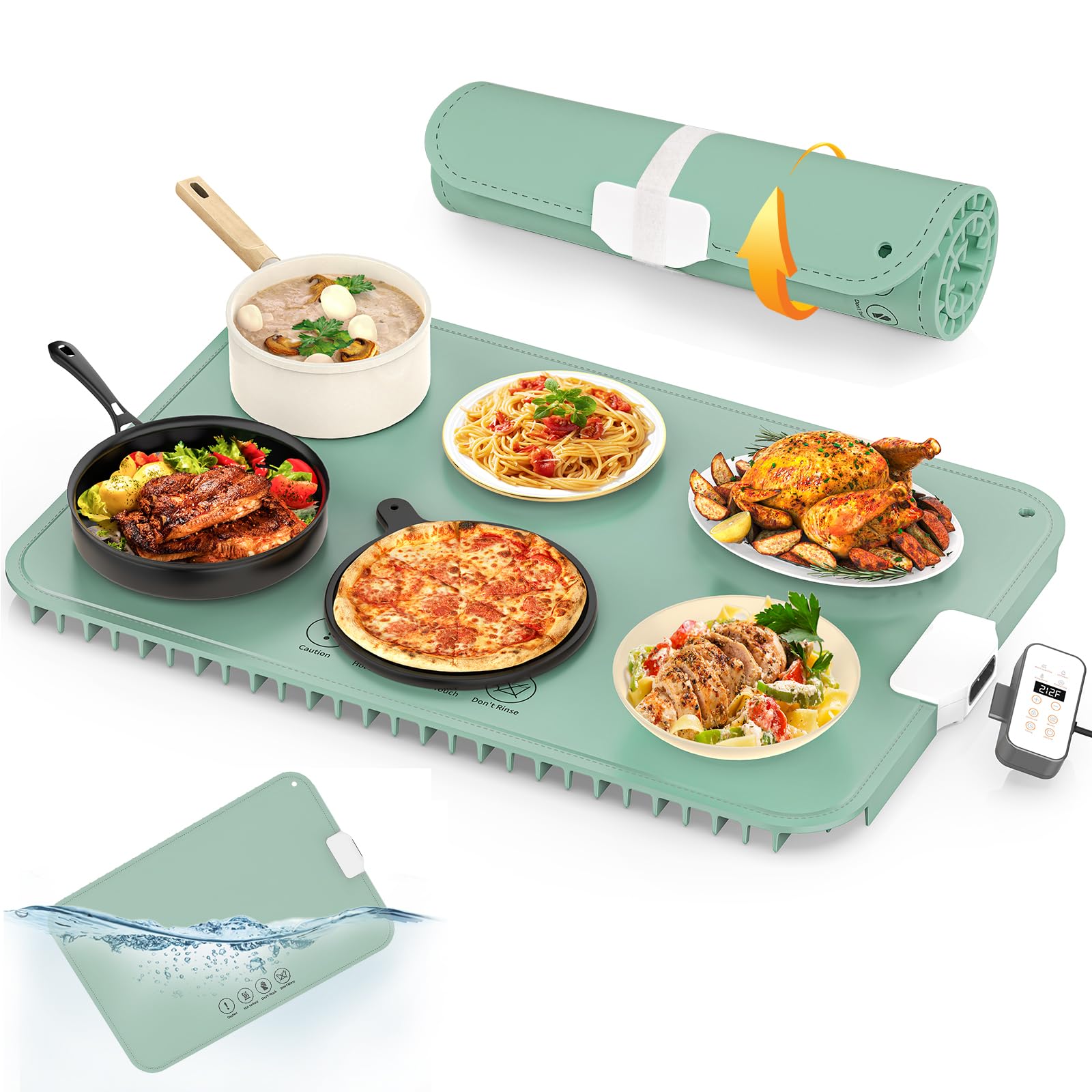 Food Warming Mat - Electric Warming Tray Full Surface Heating with ...