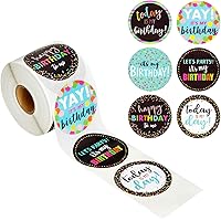 Amazon.com: 504 Piece Round Happy Birthday Stickers for Students, Happy ...